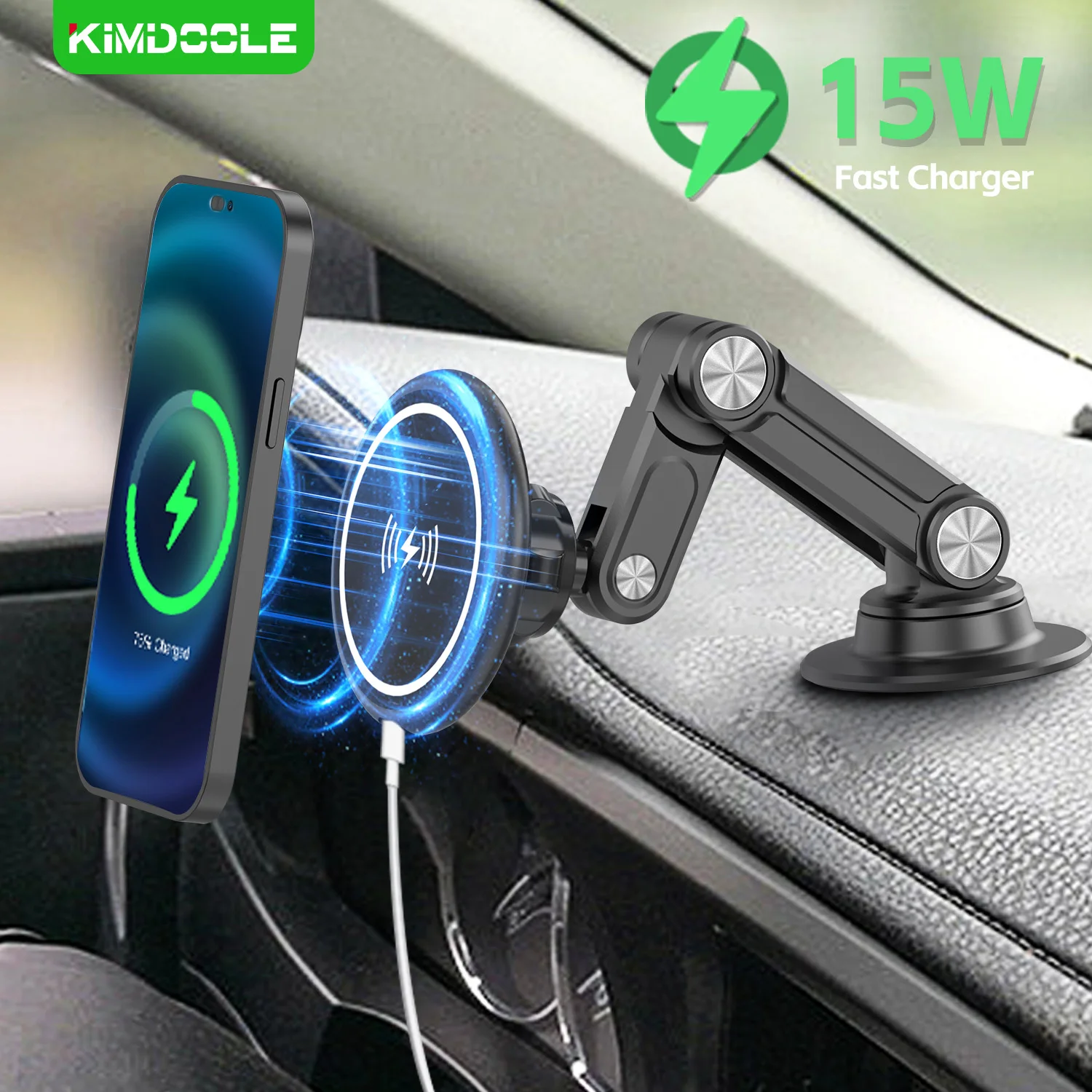 15W-Magnetic-Wireless-Car-Phone-Holder-Charger-Mount-Adsorbable-Phone ...