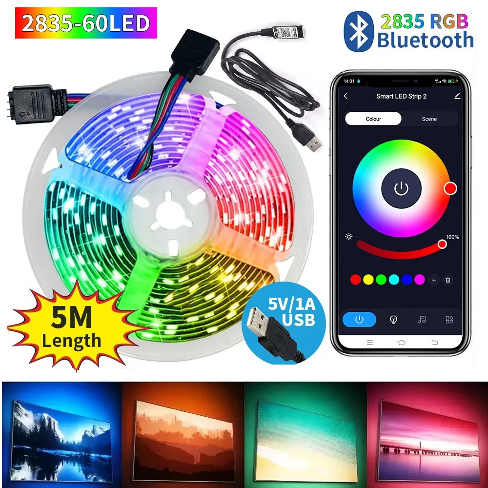 Smart-Bluetooth-Led-Strip-Lights-RGB-2835-5V-USB-Smart-Life-App ...