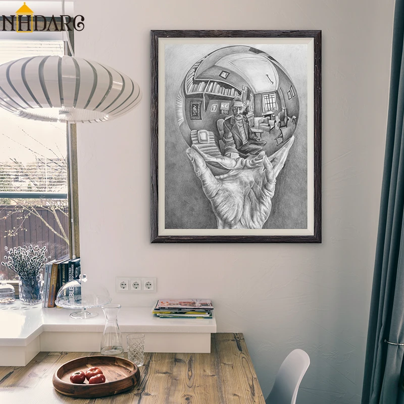 MC-Escher-Master-Illusion-Art-Hand-con-sfera-riflettente-Canvas-Print ...