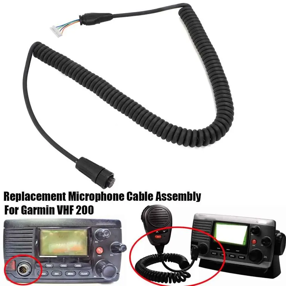 For-Garmin-VHF-200-Replacement-Microphone-Mic-Cord-Cable-Coiled ...