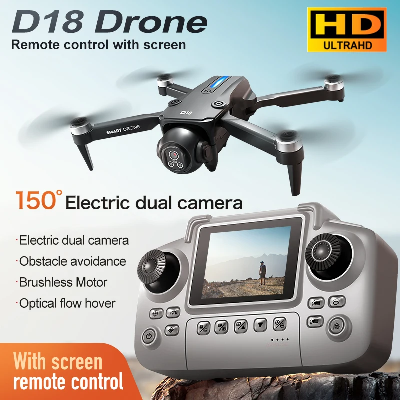 D18 Mini Screen Drone 150° ESC Dual Camera Aerial Photography HD ...