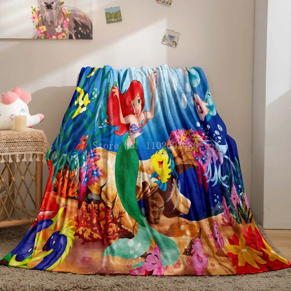 Disney Little Mermaid Ariel Various Princesses Throw Blanket Cartoon ...