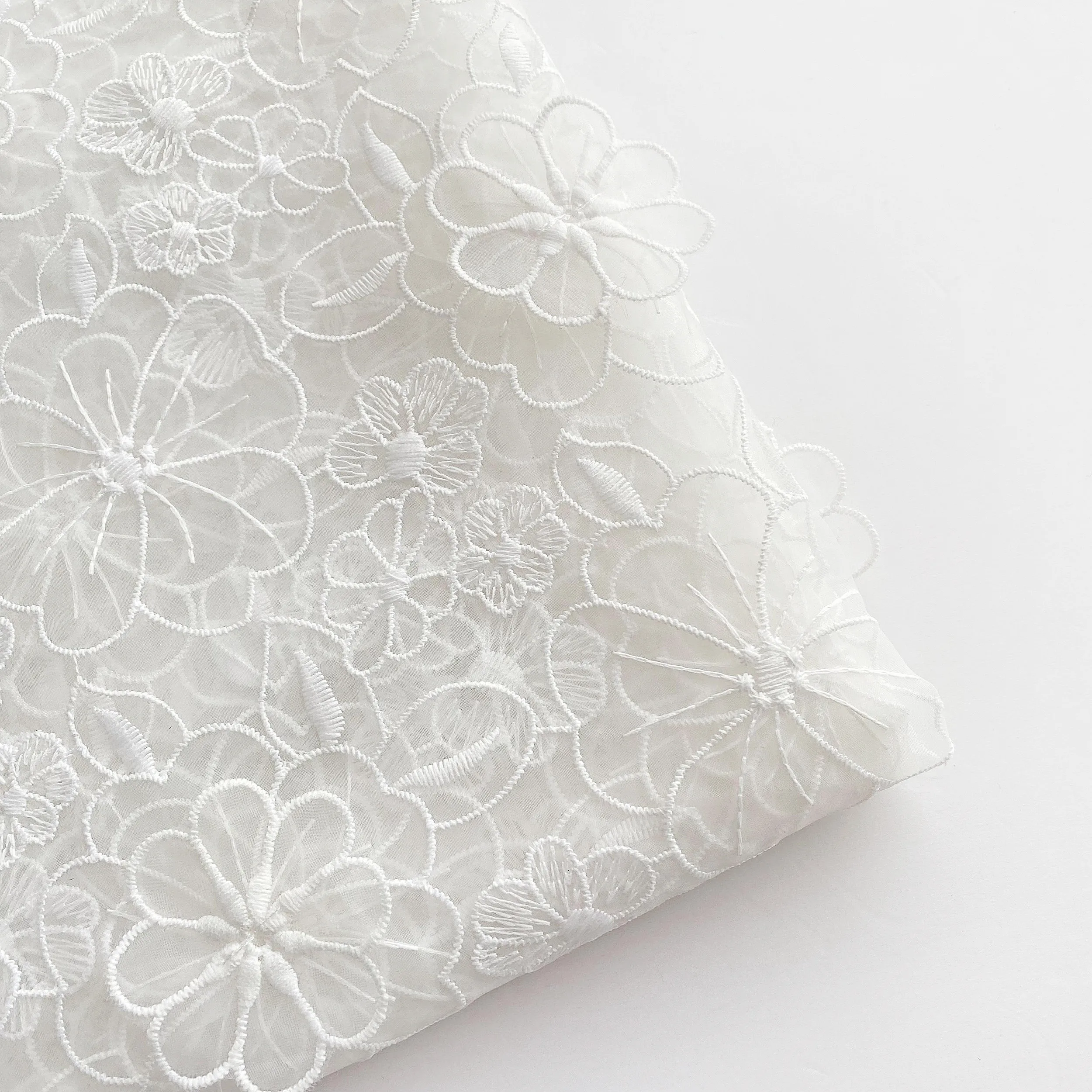 Pure-White-Organza-3D-Double-layer-Embroidery-Lace-Fabric-Fashion ...