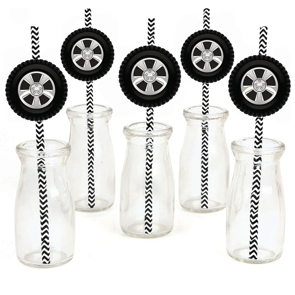 Tire-Paper-Straws-for-Kids-Race-Car-Birthday-Party-Supplies-Disposable ...