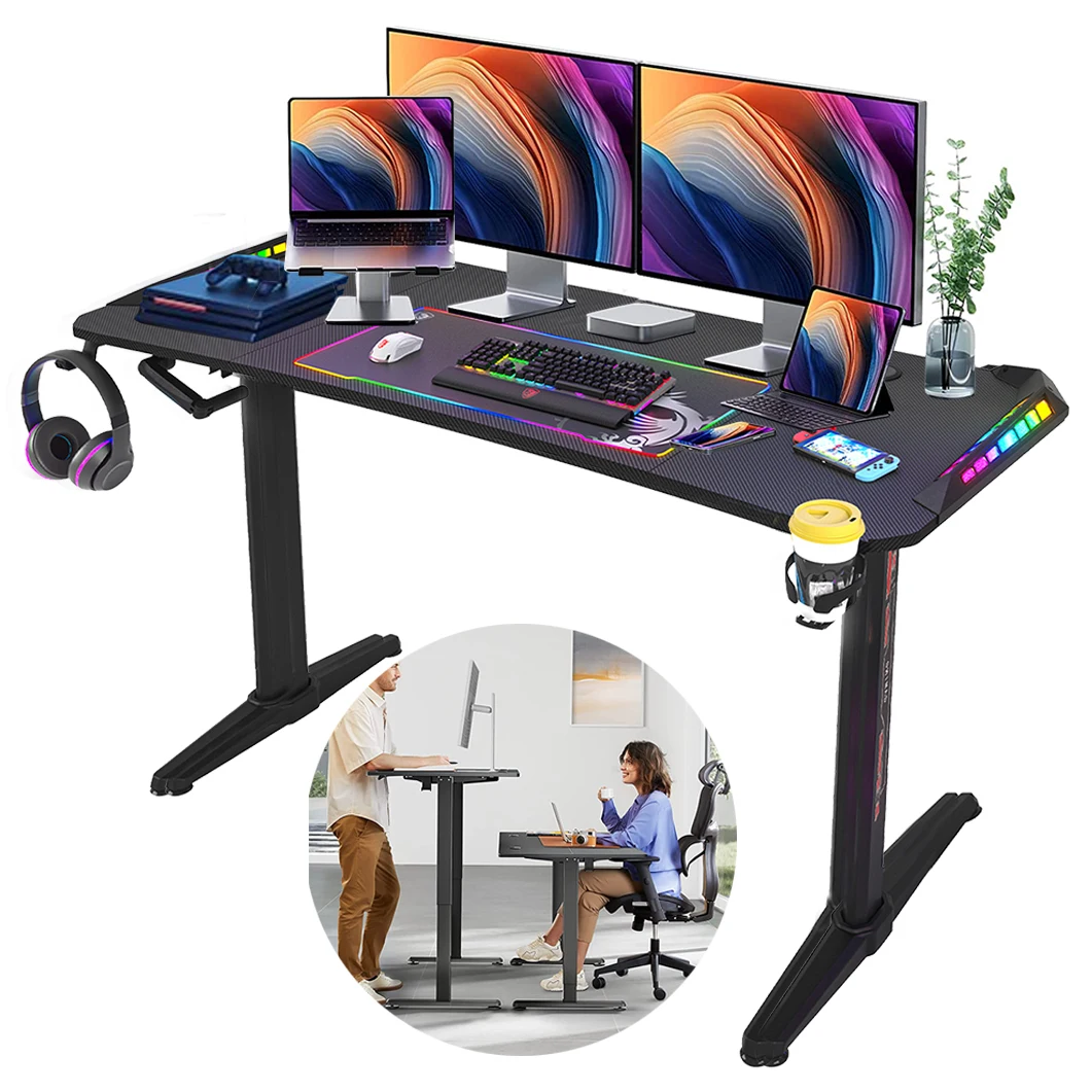 160CM-RGB-Gaming-Desk-Ergonomic-Office-Lift-Table-Standing-Workstation ...