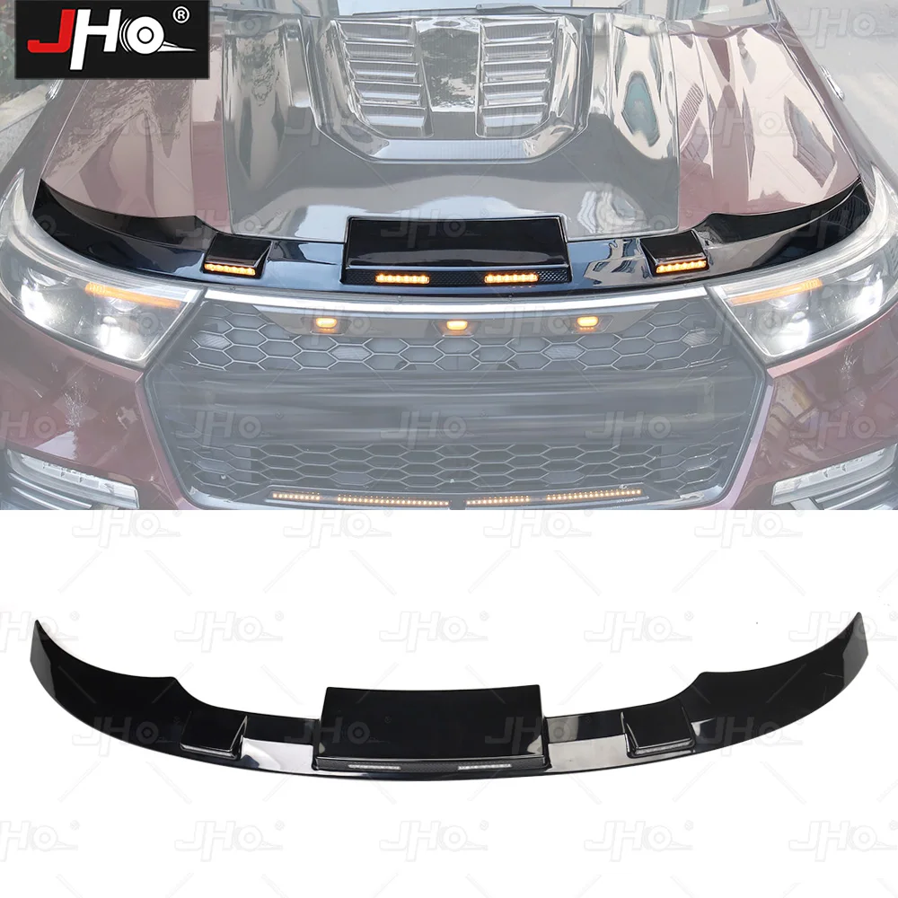 JHO-Front-Bug-Shield-Hood-Deflector-w-LED-Light-Strip-Guard-Bonnet ...