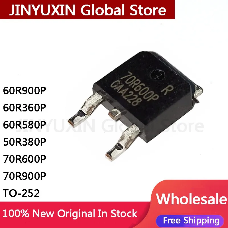 10Pcs 60R900P 60R360P 60R580P 50R380P 70R600P 70R900P TO-252 IC Chip ...