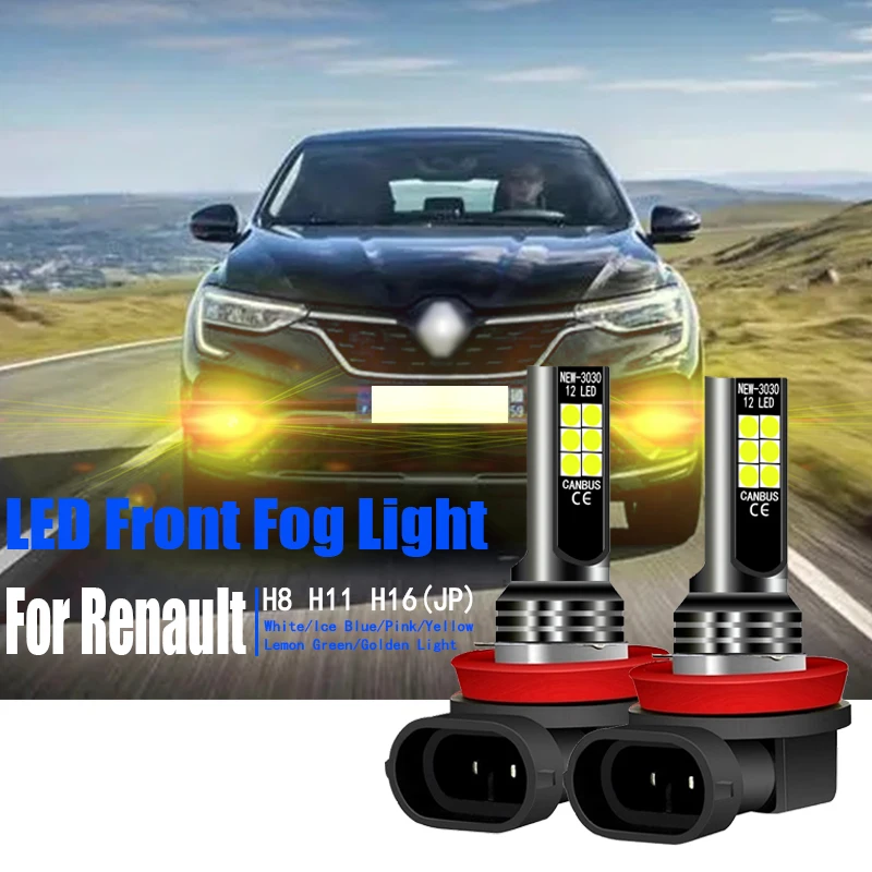 2pcs 전면 안개등 LED 램프 H8 H11 H16 Renault Grand Scenic Clio 2 3 4 Fluence ...
