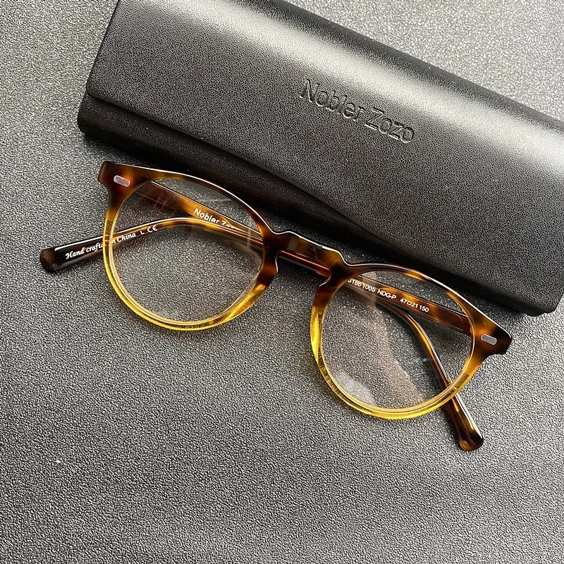 High quality vintage round acetate frames for men with brown ov5186 ...