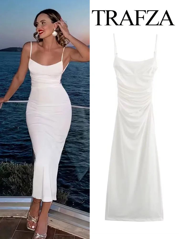 TRAFZA-Robe-Pliss-e-Dos-auxpour-Femme-Chic-l-gante-Style-Plage-4 ...