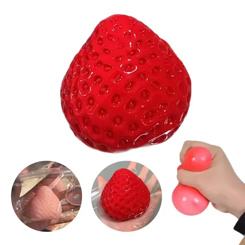 Cute strawberry squeeze toys Silicone squeeze toys TPR Filtuous sensory ...