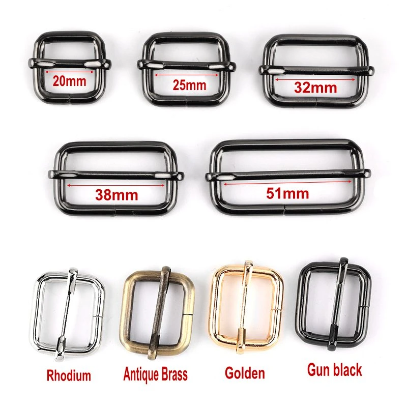 10pcs/pack Metal Slides Tri-Glides Wire-Formed Roller Pin Buckles Strap ...