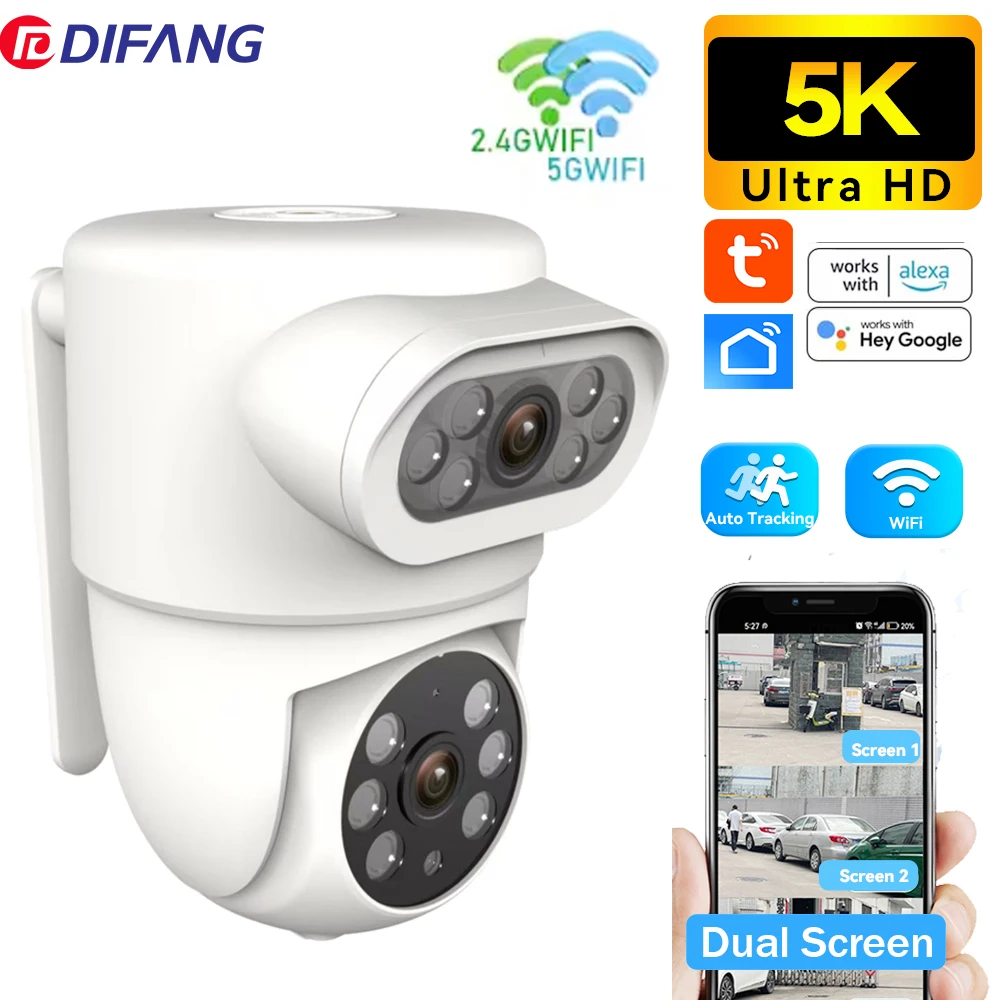 Tuya 5G WiFi 10MP Security Camera Outdoor Smart Home Dual Lens Dual ...