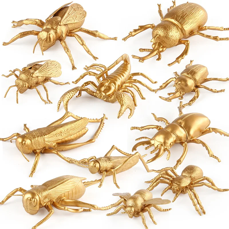 Simulation Insect Animal Model Golden Version Mini Stag Beetle Cricket ...