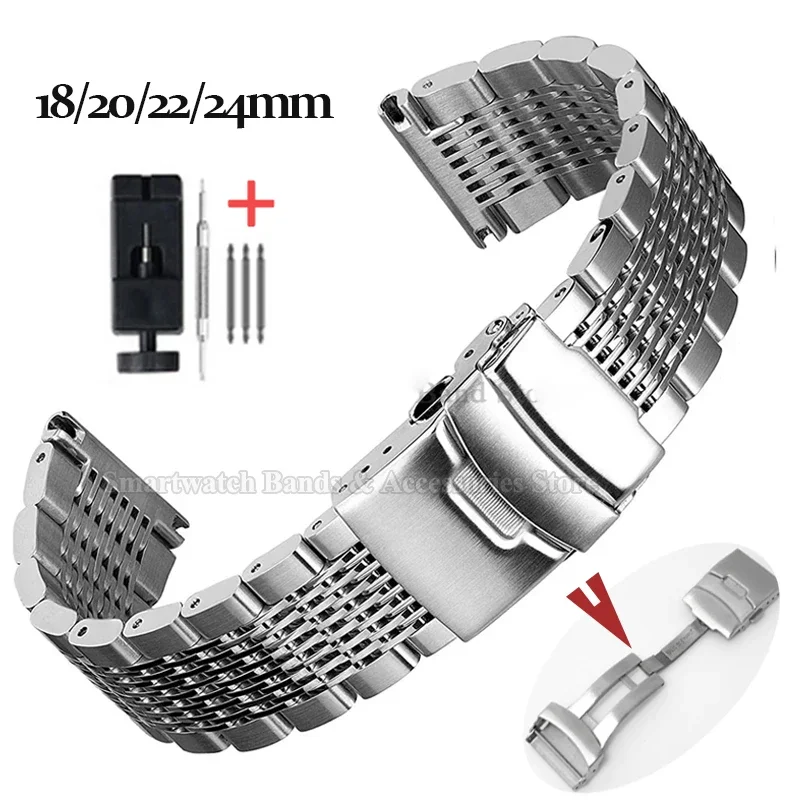 18/20/22/24mm Stainless Steel Watch Strap for Seiko for Rolex Diving ...