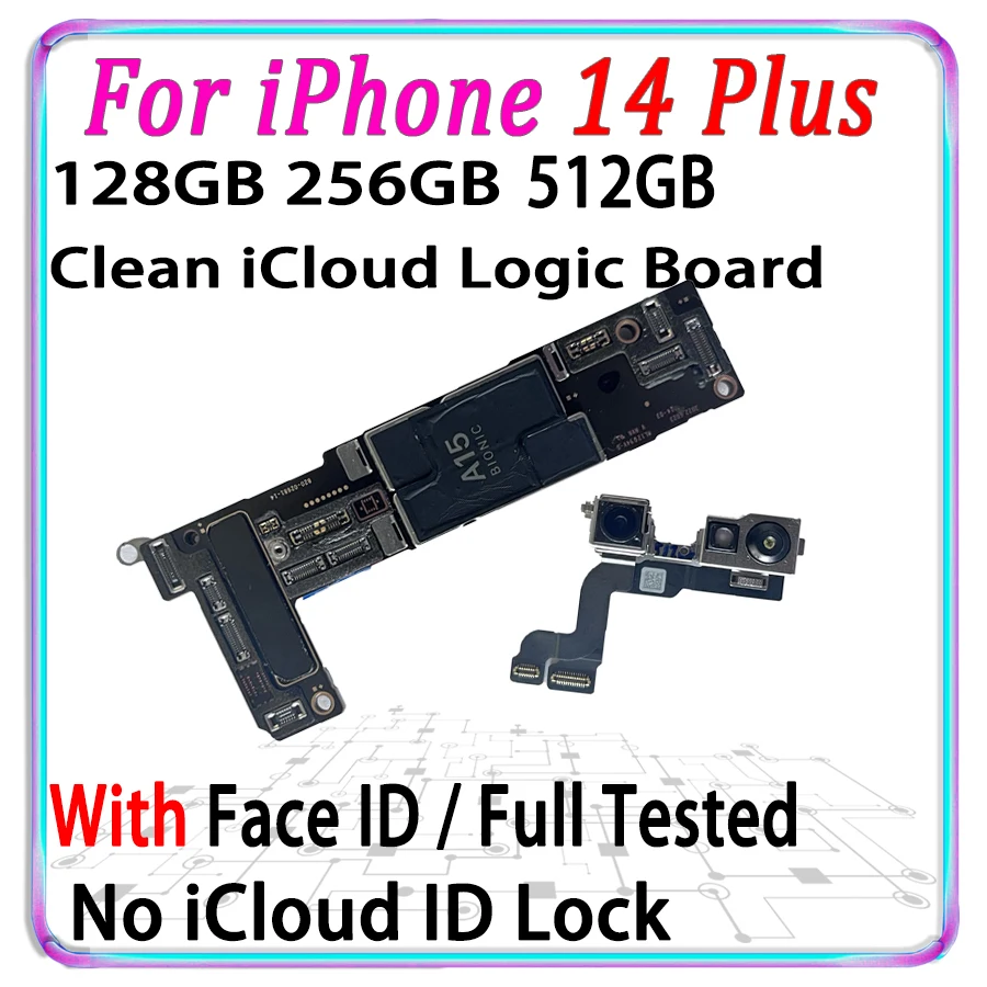 100% Original Free iCloud Motherboard For iPhone 14 Plus Logic Main Board With Full Chips IOS ...