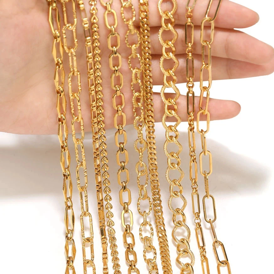 1M-Rvs-Gold-Link-Chain-Ovale-Platte-Geweven-Ketting-Kettingen-Voor-Diy ...