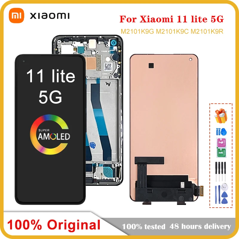 6.55''Original AMOLED For Xiaomi Mi 11 Lite 5G M2101K9AG LCD Display Touch Screen Digitizer For ...