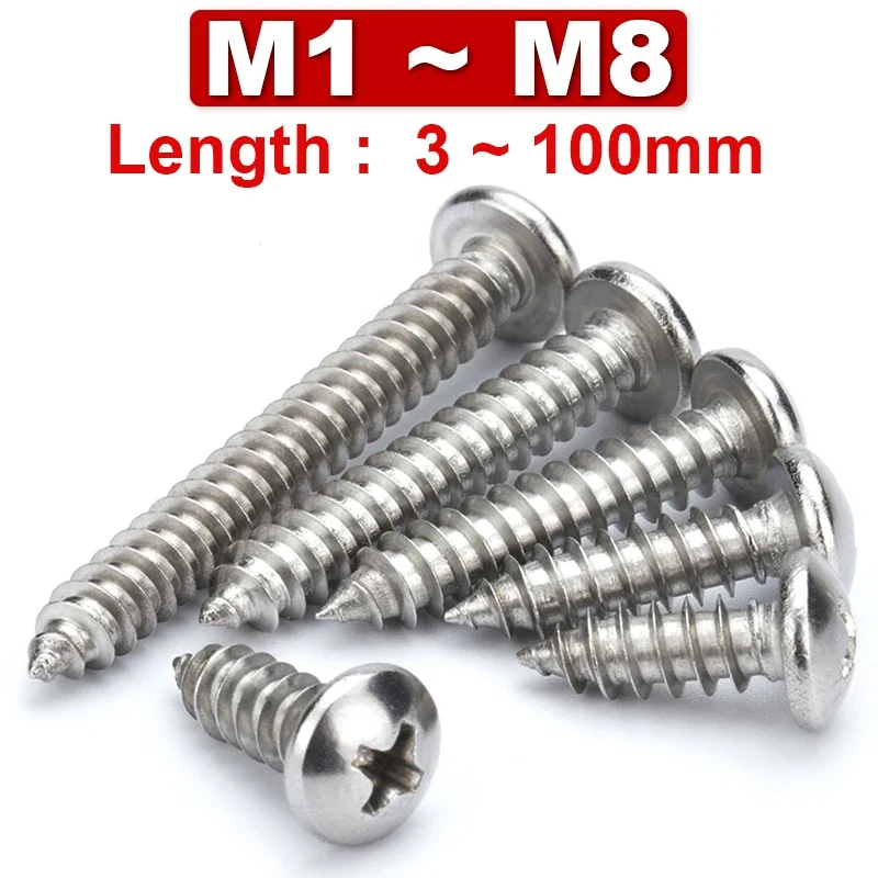 304-Stainless-Steel-Cross-Groove-Round-Head-Self-tapping-Screws-PA-Pan ...