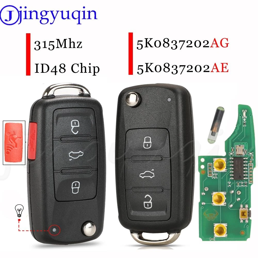 Jingyuqin-3-4Buttons-Car-Remote-Key-Fob-315-433Mhz-ID48-For-VW-Bettle ...