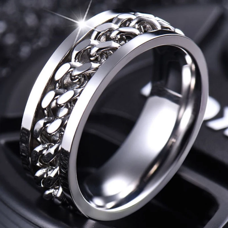 Fashion-Women-Chain-Link-Men-s-Rotatable-Ring-Stainless-Steel-Chain ...