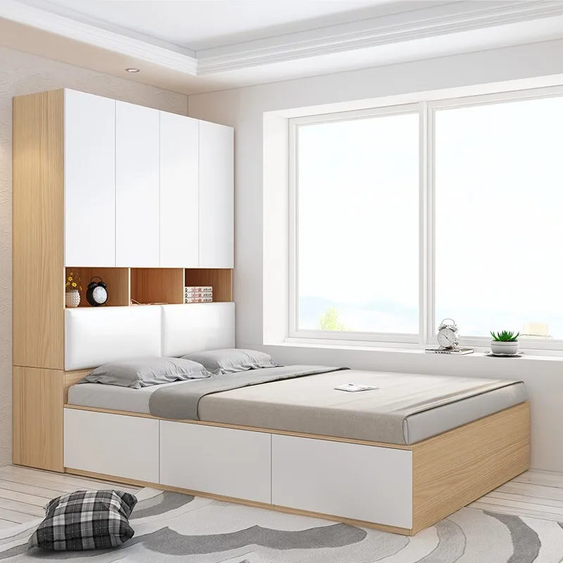Multifunctional-Tatami-Wardrobe-Connected-Bed-Nordic-Minimalist-Wooden ...