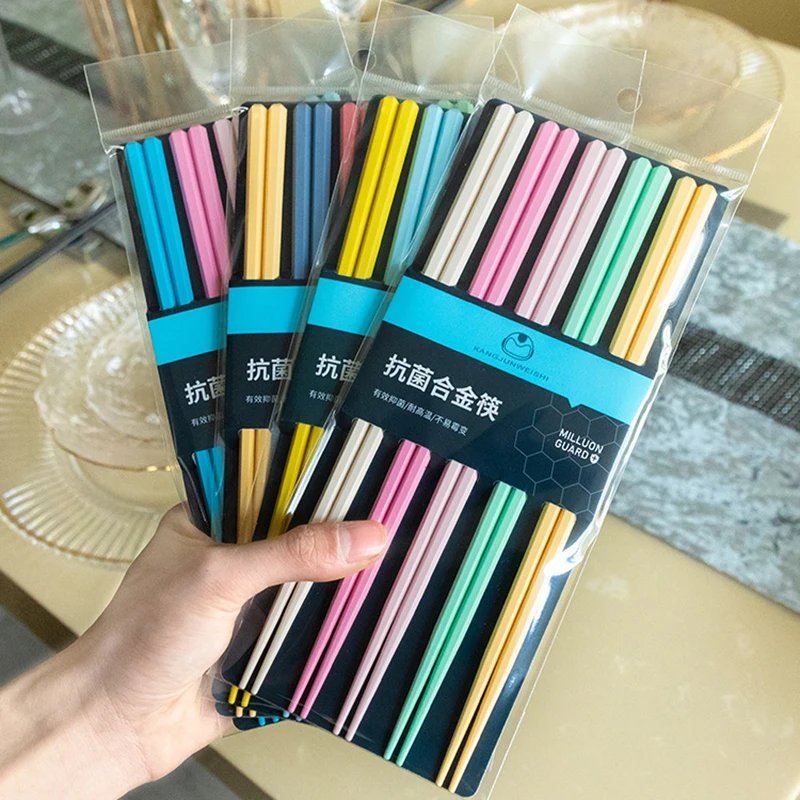 5Pairs Chinese Chopsticks Reusable Mixed Color Chopstick Sushi Food ...
