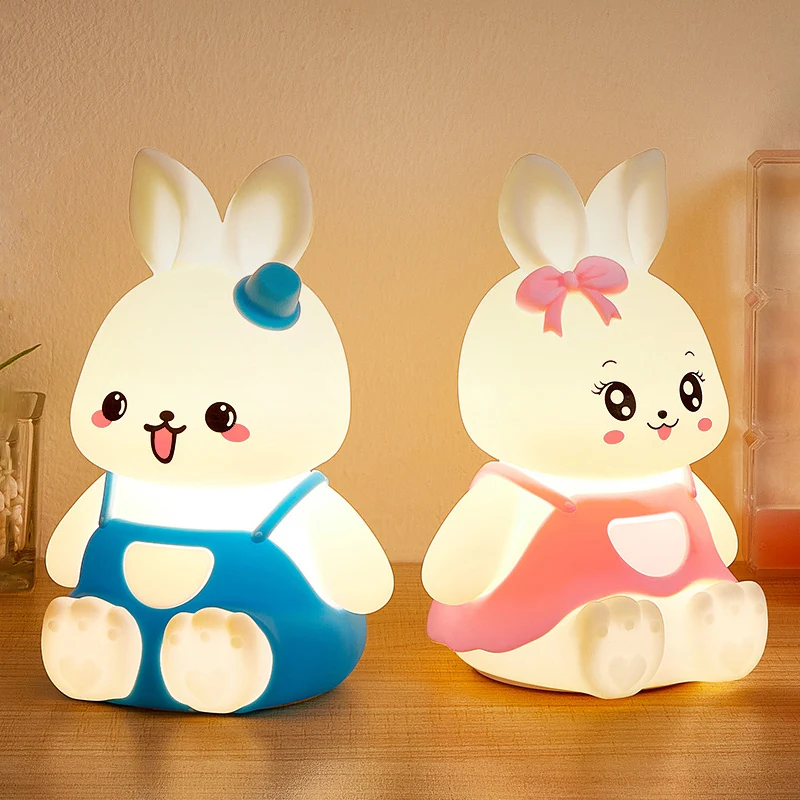 Cute-Kids-Night-Lights-5-Colour-Changing-LED-Silicone-Rabbit-Lamp-with ...