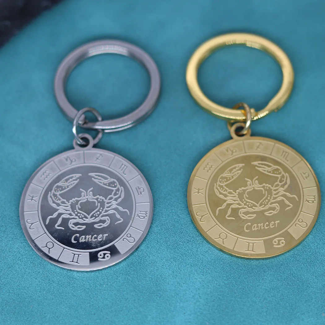 Zodiac-Sign-Keychain-12-Constellation-Cancer-Symbol-Pendant-Key-Chains ...