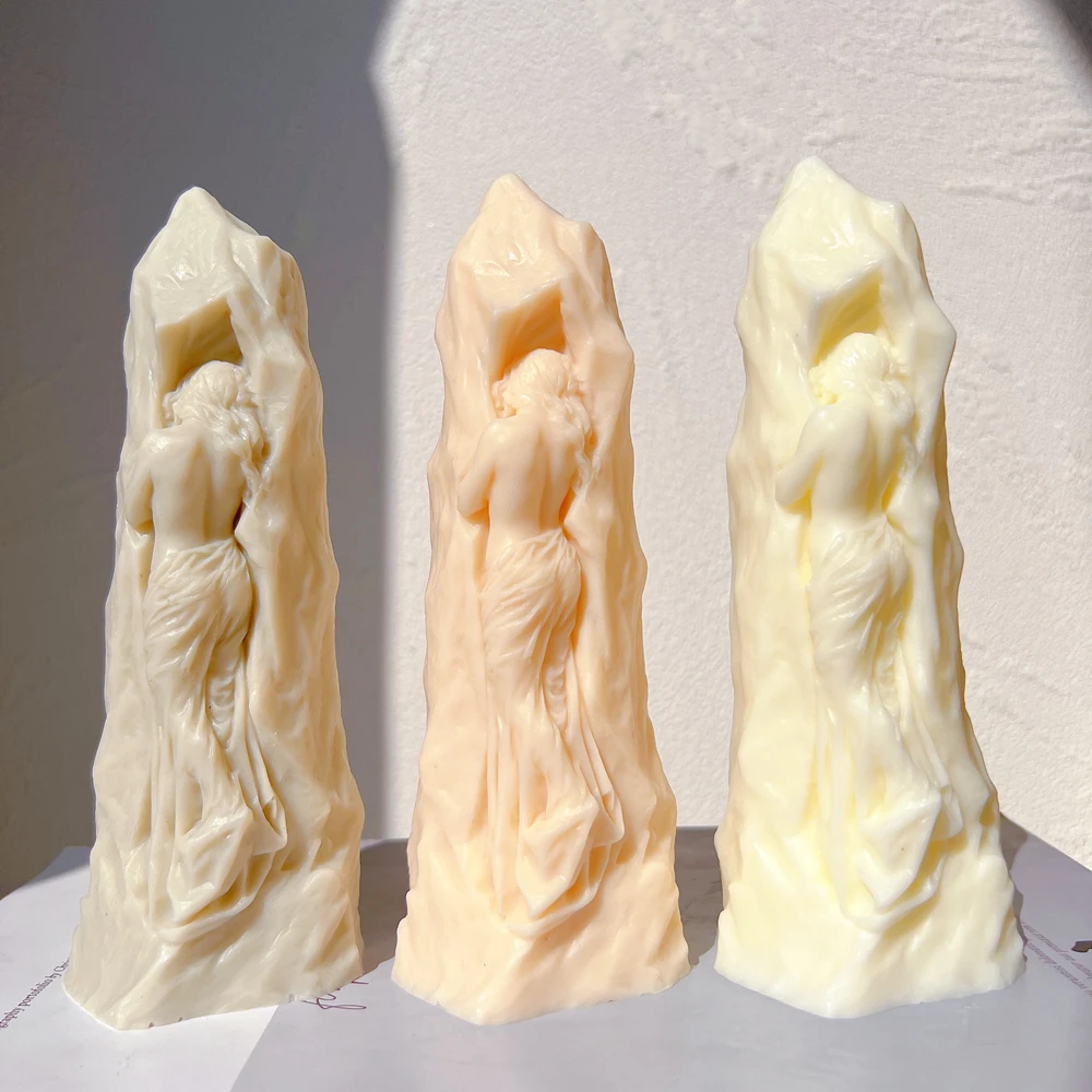 Stone Women Statue Candle Silicone Mould Pillar Female Figures Candle ...
