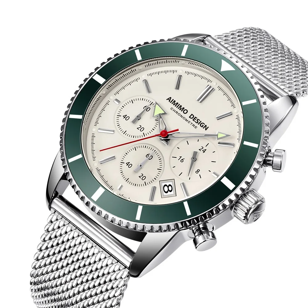 Men Panda Watches Automatic Date Chronograph Stop Quartz Watches ...