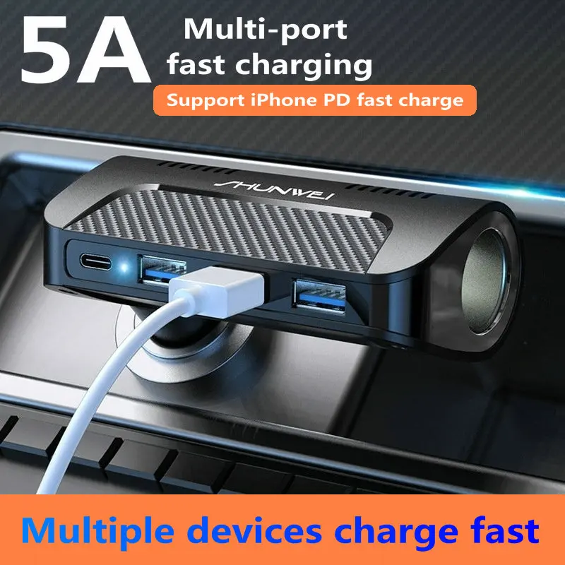 Cargador rápido USB para coche, dispositivo de carga rápida para mechero de automóvil, 5A, 3 ...