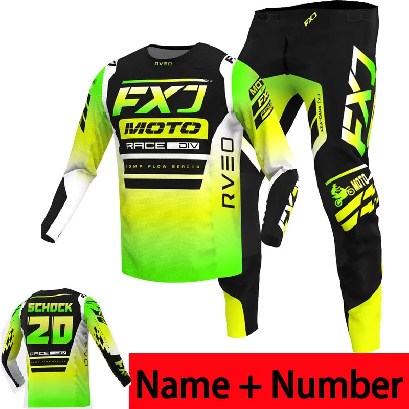 NEW 2025 FXJ enduro motocross gear set mx jersey pants green motorbike ...
