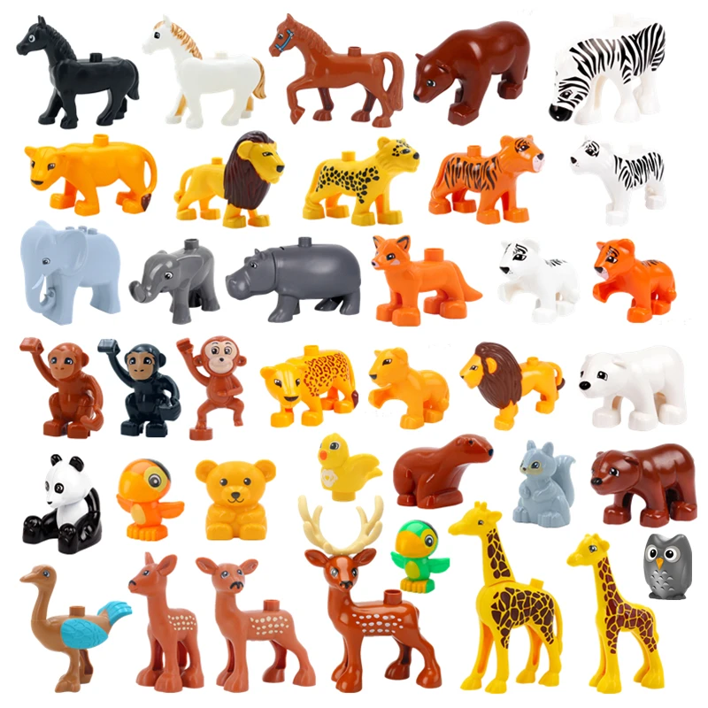 Big Size Building Blocks Forest Animals Lion Deer Panda Beast ...
