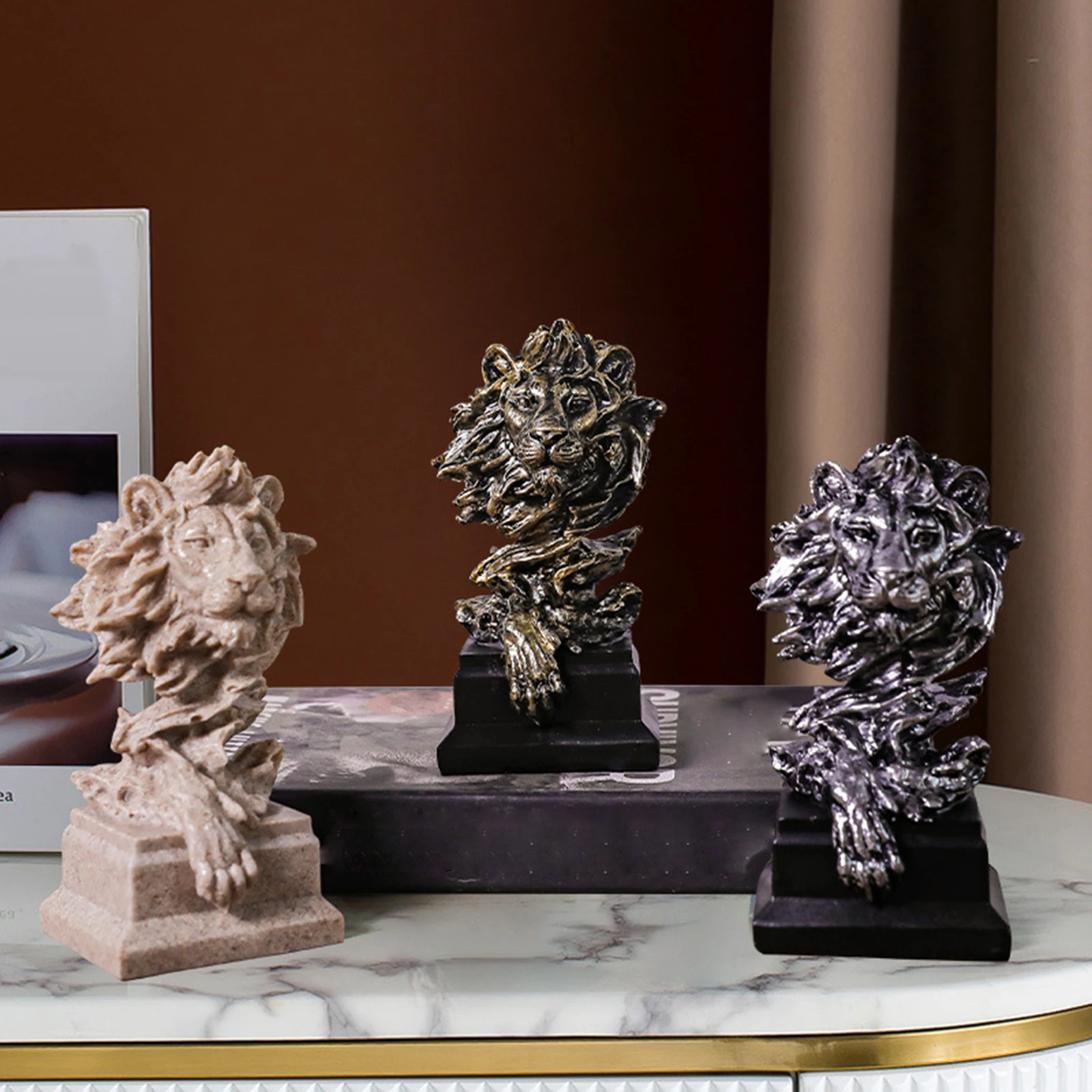 Lion-Head-Statue-Lion-Head-Sculpture-Handcarved-Crafts-Desktop-Ornament ...