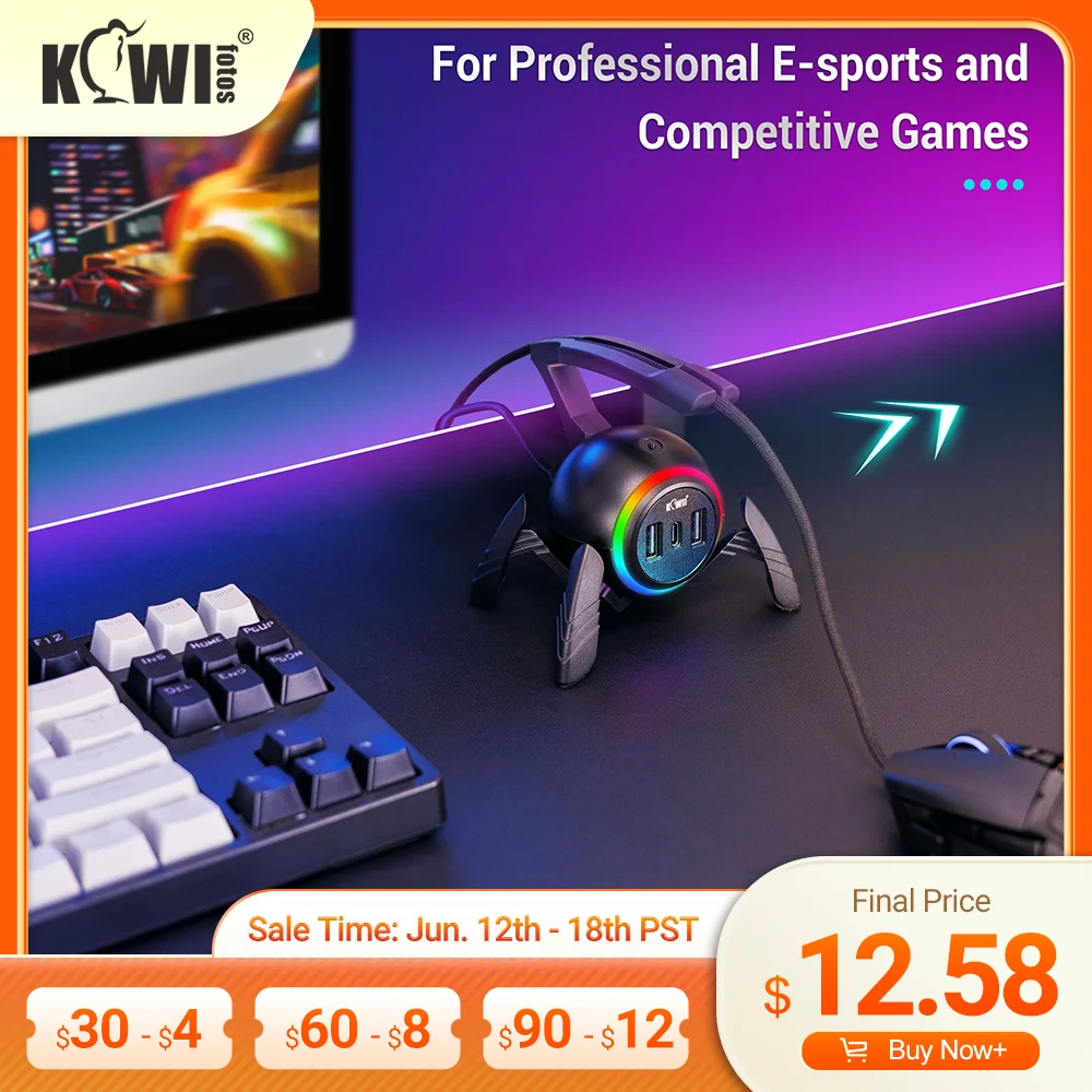 RGB LED Light Gaming Mouse Bungee Cable Organizer Flexible Drag-Free ...