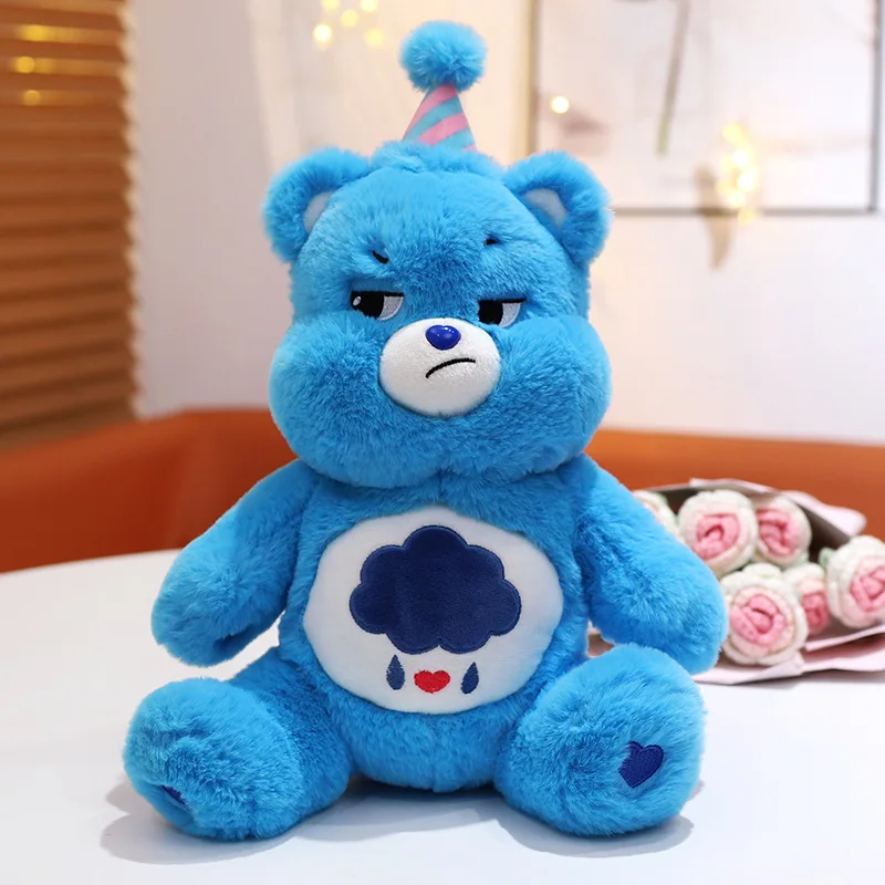 MINISO Carebears Plush Toy Rainbow Bear Blue Angry Blinking Eye Soft ...