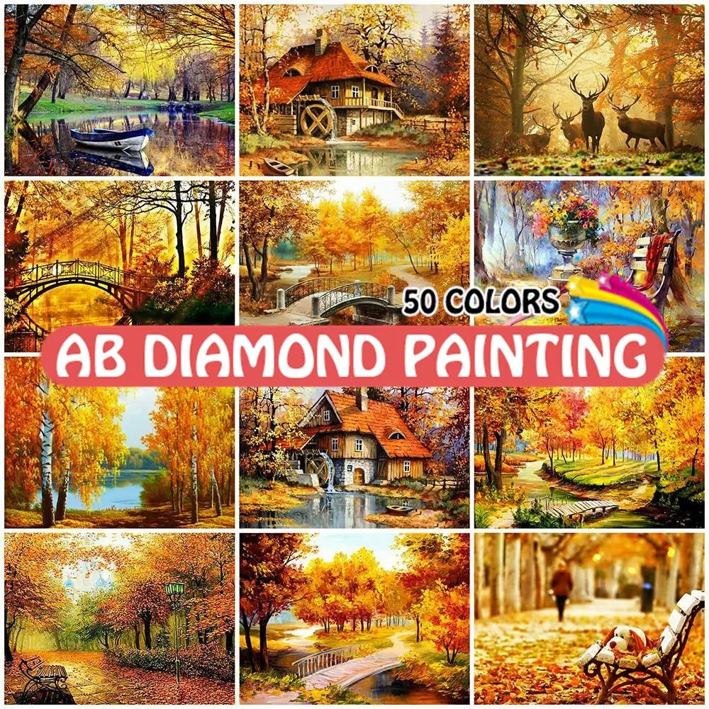 Autumn Landscape Diamond Painting | Home Decor | Diamond Painting Cross ...