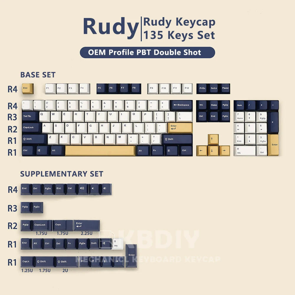 KBDiy-GMK-Rudy-Clone-Keycap-OEM-Profile-PBT-Keycaps-Black-Gray-135-Key ...