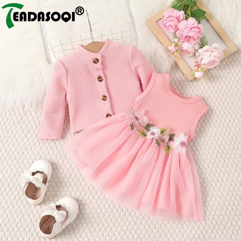 3-24M-Baby-Dresses-Pink-Coat-With-Embroidery-Flower-Dress-For-Girls ...