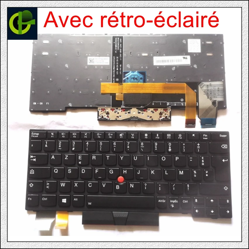 French Backlit Azerty keyboard for Lenovo Thinkpad X280 X390 X395 A285 ...