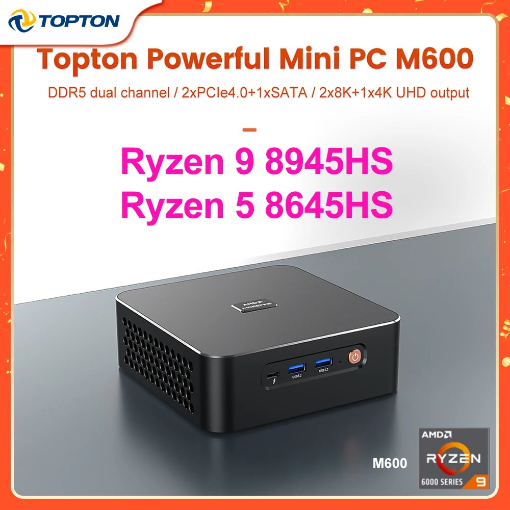 Topton-Mini-PC-AMD-Rzyen-9-8945HS-7940HS-R5-8645HS-DDR5-2x2-5G-LAN-2x8K ...