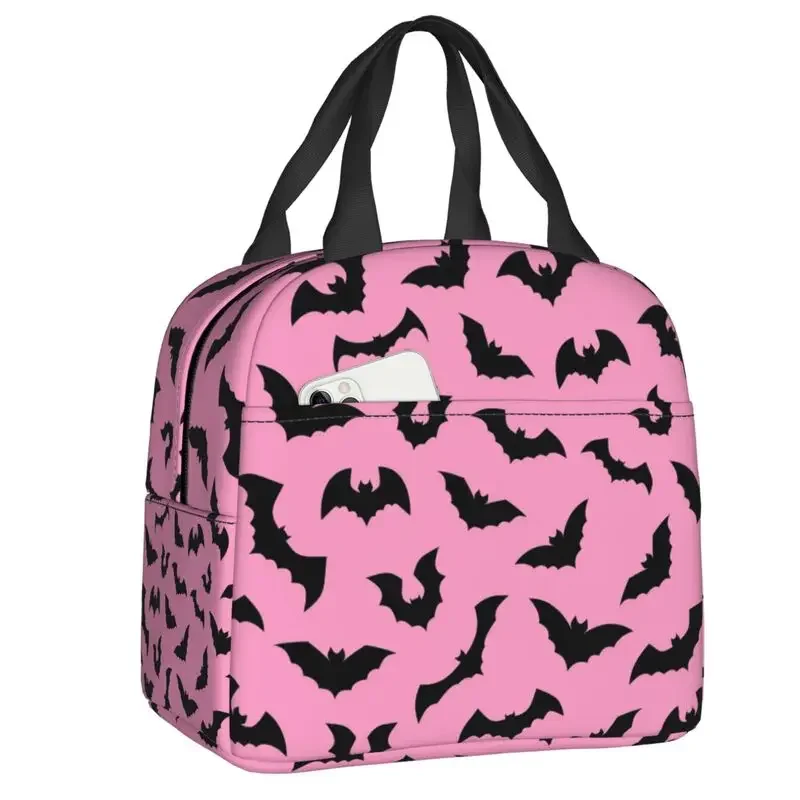 Pink-Goth-Black-Bats-Insulated-Lunch-Bag-for-Camping-Travel-Thermal ...