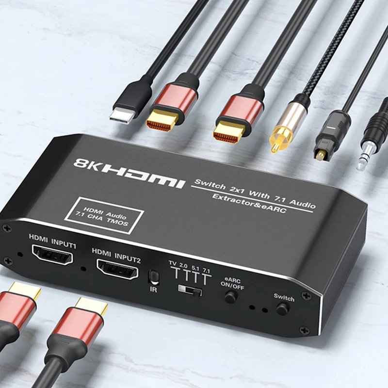 2x1-HDMI-Switch-eARC-Audio-Extractor-with-ARC-Optical-Toslink-Coaxial ...