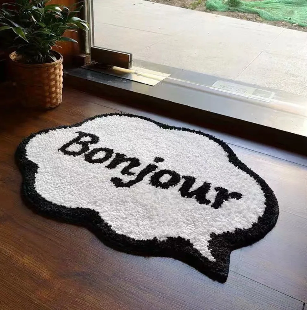 Bonjour-Letter-Floor-Mat-Tufting-Water-Absorbing-Carpet-Irregular ...