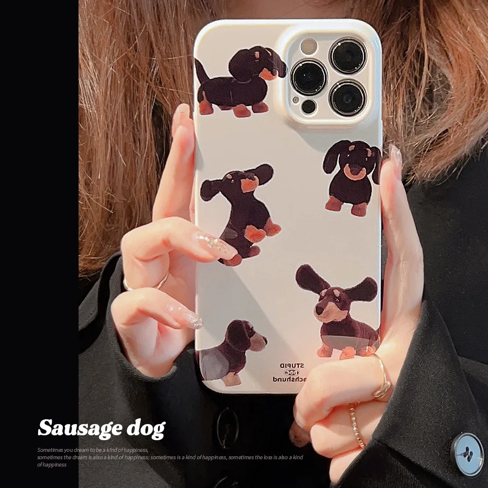 Ins Style Cute Sausage Dog Phone Case for IPhone15 14 13 12 11 Pro XS ...