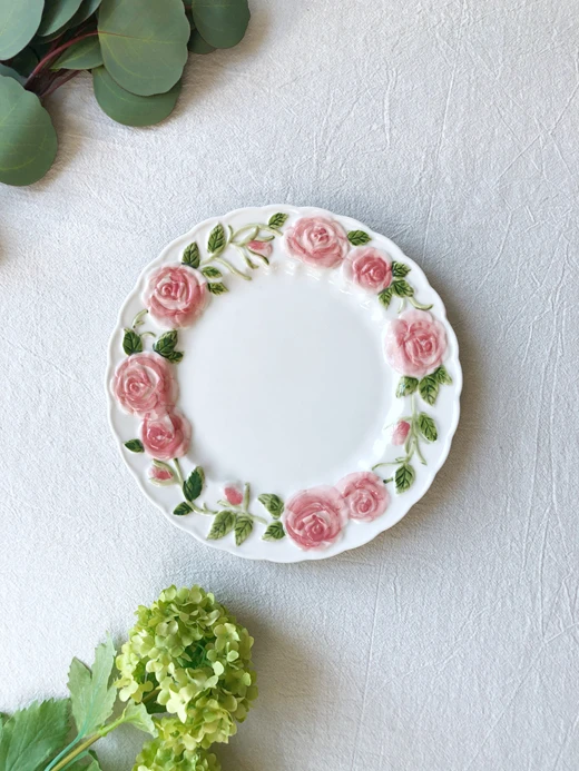 American-Embossed-Flower-Ceramic-Decorative-Plate-Dessert-Plate-Dinner ...