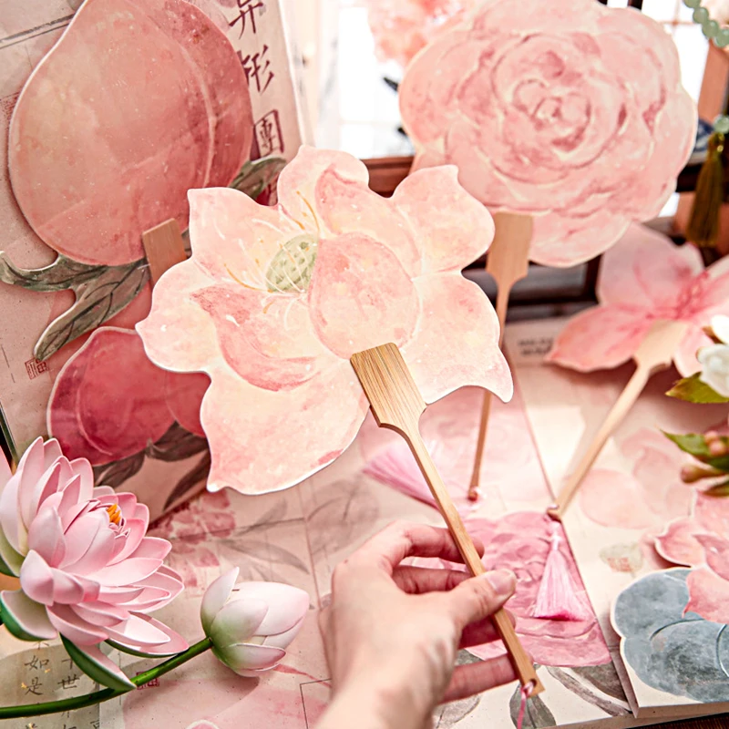 Elegant-Lotus-Butterfly-Shaped-Hand-Fan-Vintage-Style-Hanfu-Hand-Held ...