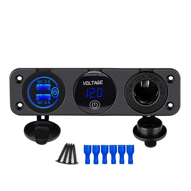 Dual QC3.0 USB Port Cigarette Lighter Socket 12V USB Charger Power ...