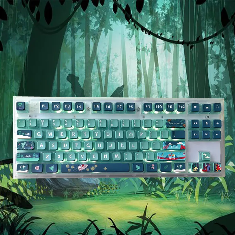 118-Key-Transparent-Keycaps-Jungle-Green-Pudding-Keycap-PBT-Key-Cap ...